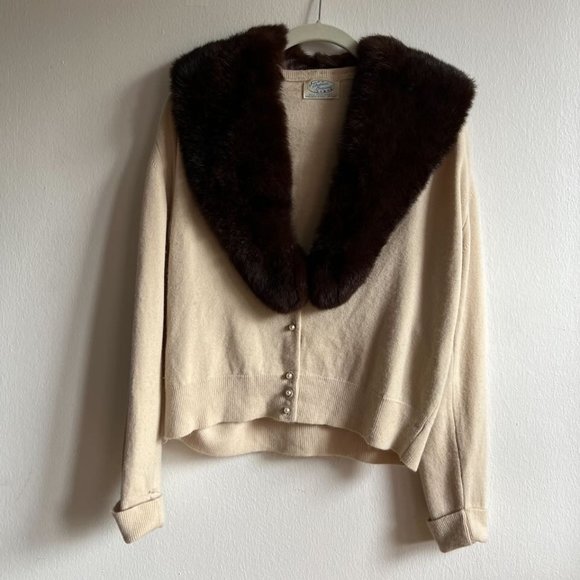 Sweaters | Vintage Sweater With Fur Collar | Poshmark